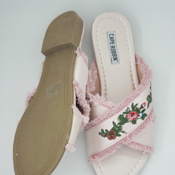 Cape Robbin | Shoes | Cape Robbin Satin Floral Fringe Detail Sandal ...